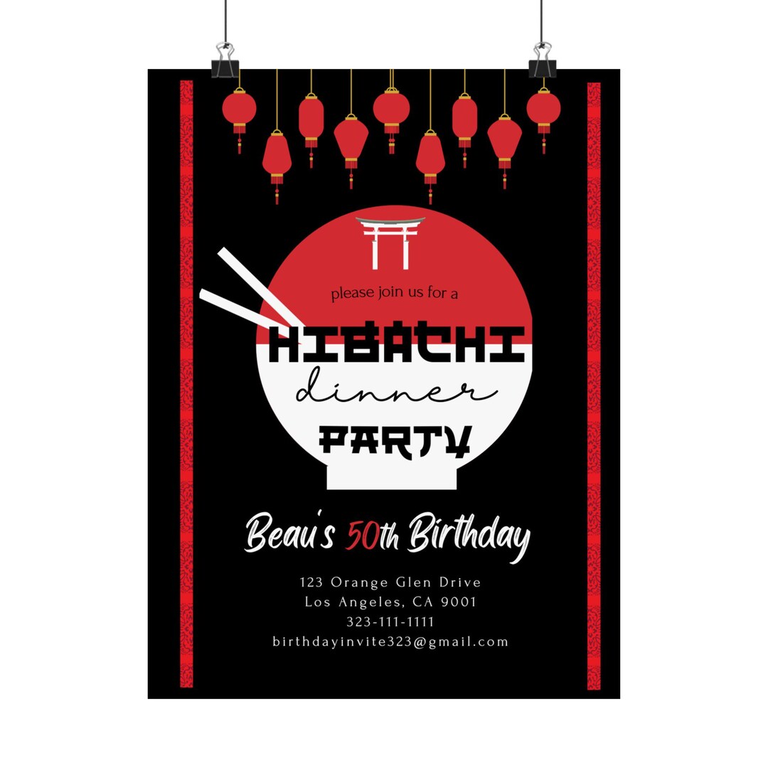 Custom Hibachi Birthday Party Poster | Japanese-themed Decor ...