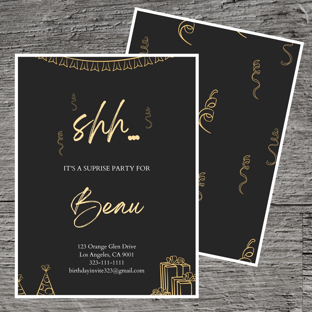 Shh Suprise Theme Birthday Party Invitation Template, Shock Amazement ...