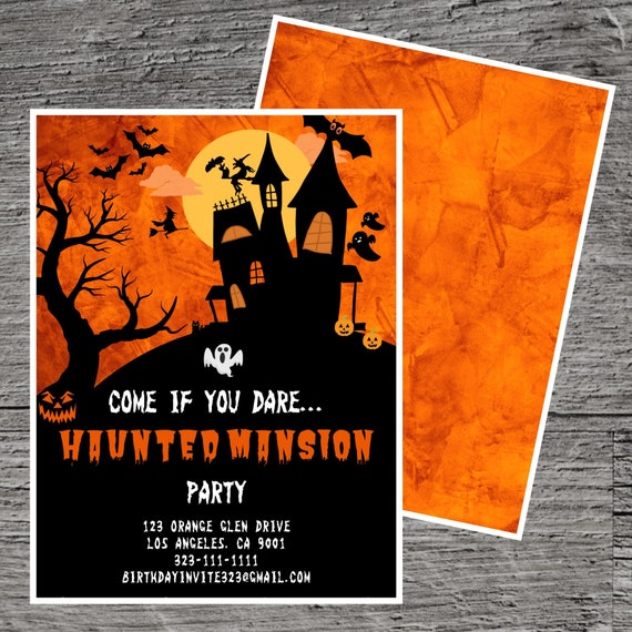 Haunted Mansion Theme Party Invitation Scare Ghost Halloween - Etsy