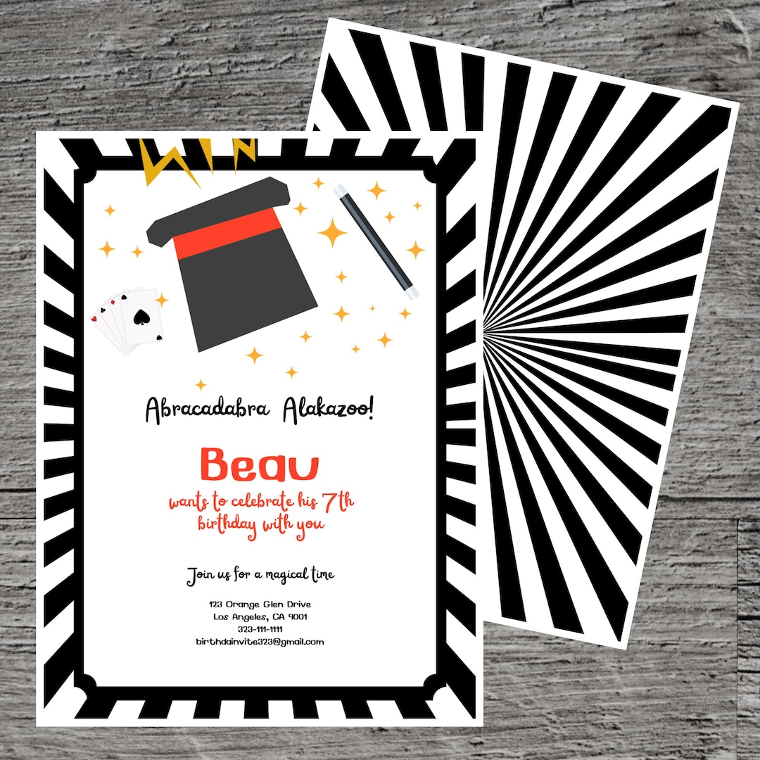 Magic Theme Birthday Party Invitation, Wizard Sorcery Mystical ...