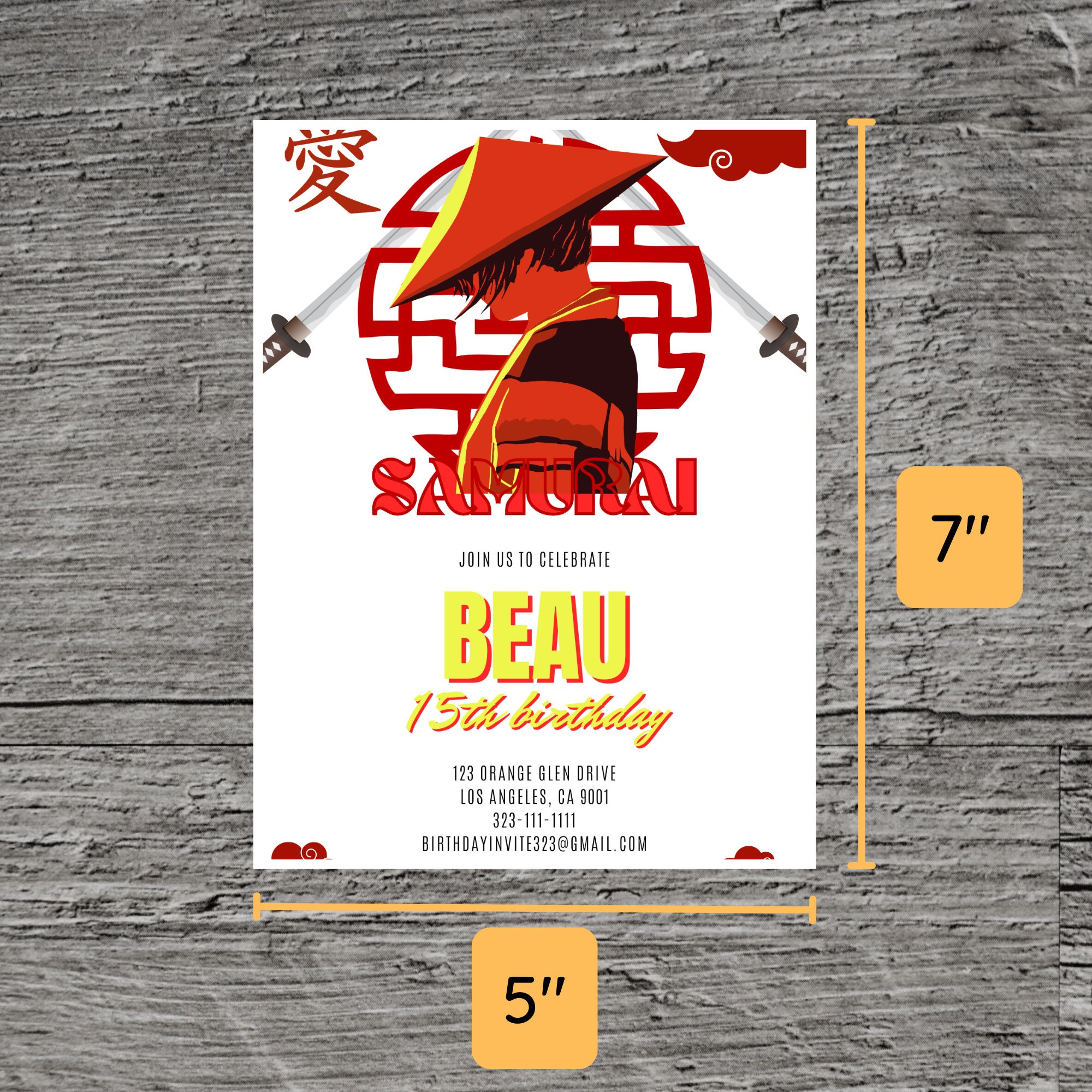 Samurai Theme Birthday Party Invitation, Japanese Military Warrior ...
