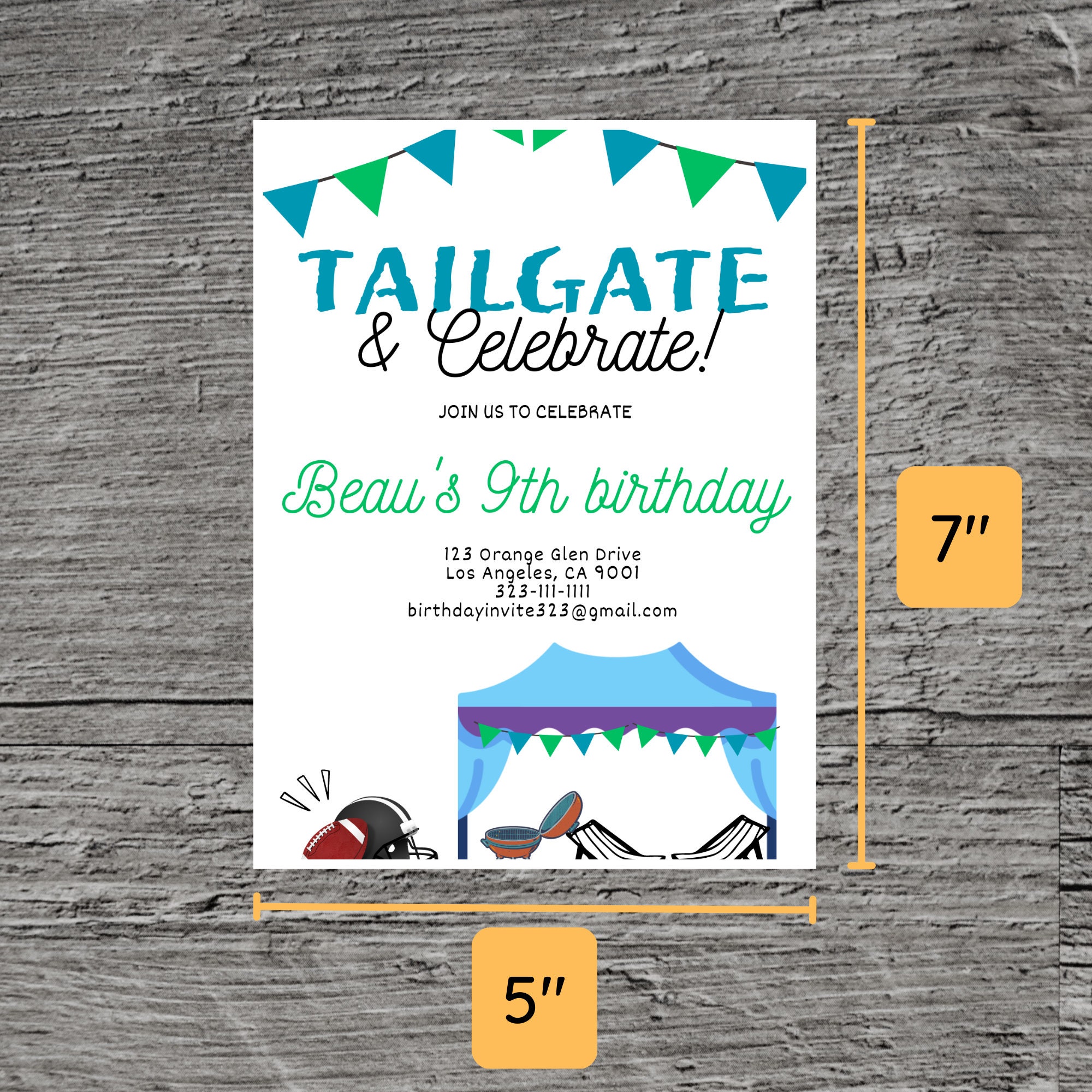 Tailgate Theme Birthday Party Invitation, Football Picnic Grill Outdoor ...