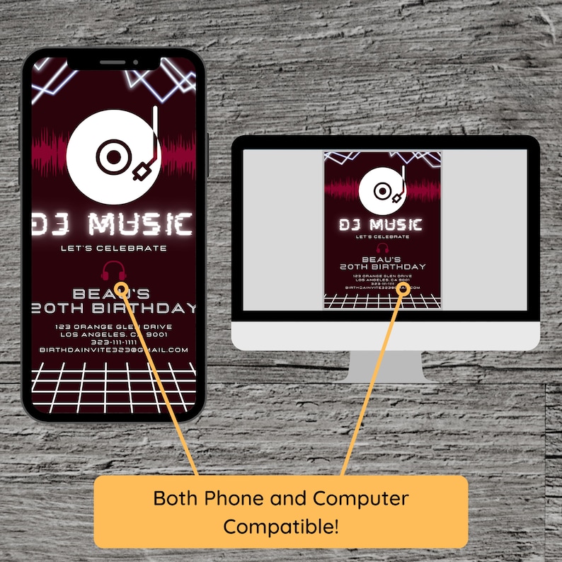 DJ Music Theme Birthday Party Invitation Template, Party Remix ...
