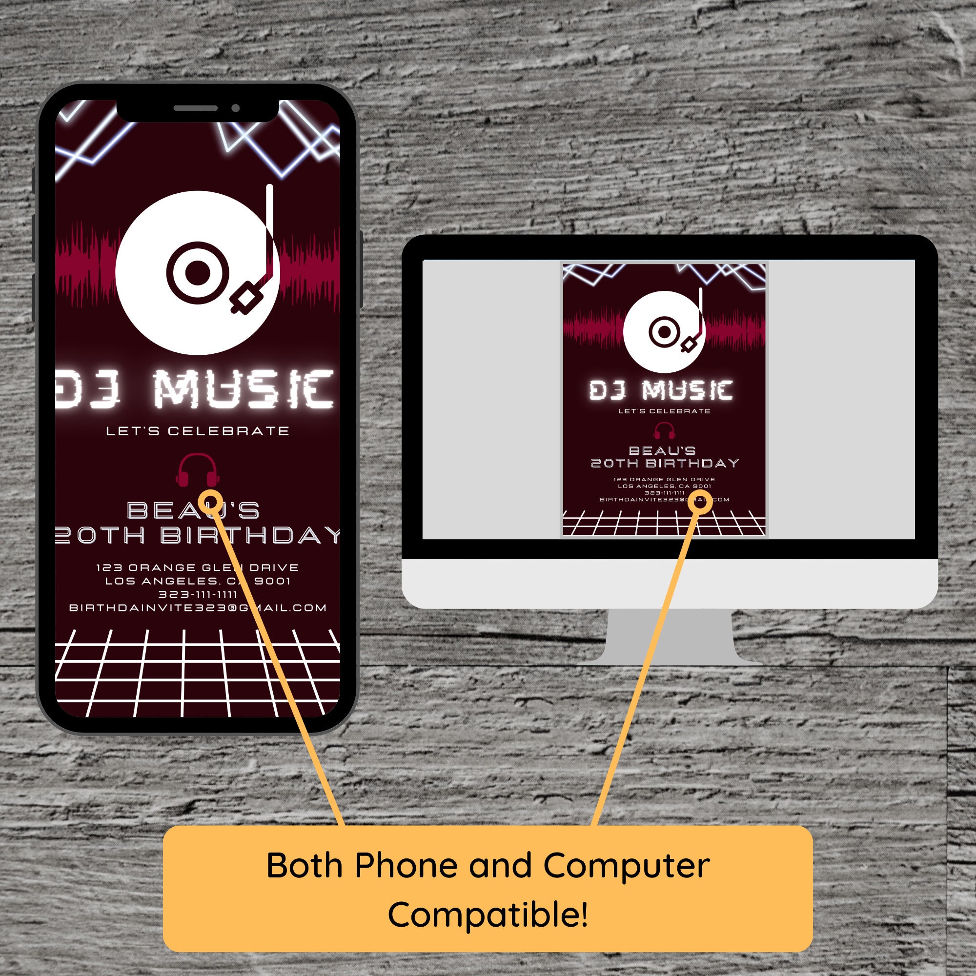 DJ Music Theme Birthday Party Invitation Template, Party Remix ...