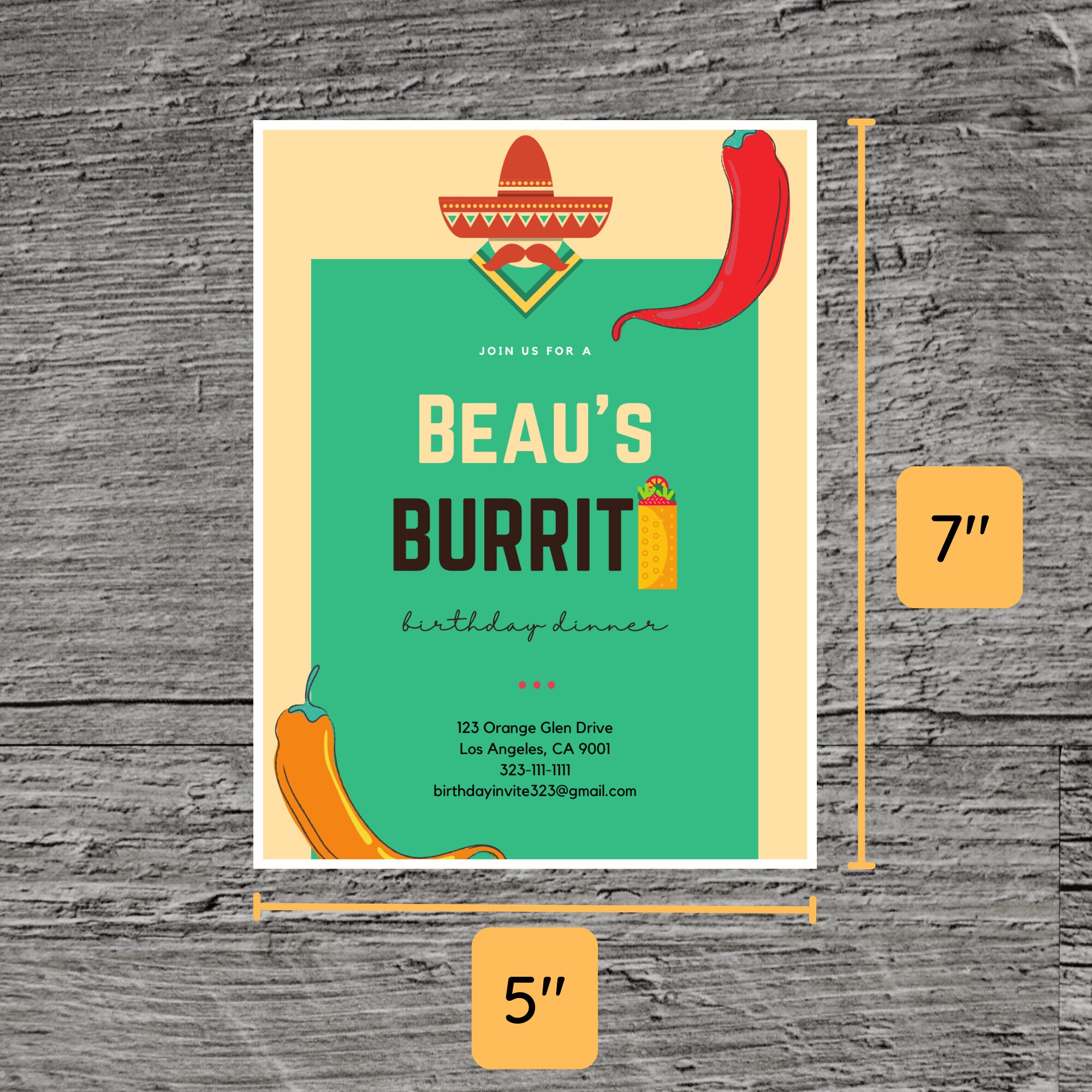 Burrito Dinner Birthday Party Invitation, Build Your Own Theme Mexican ...