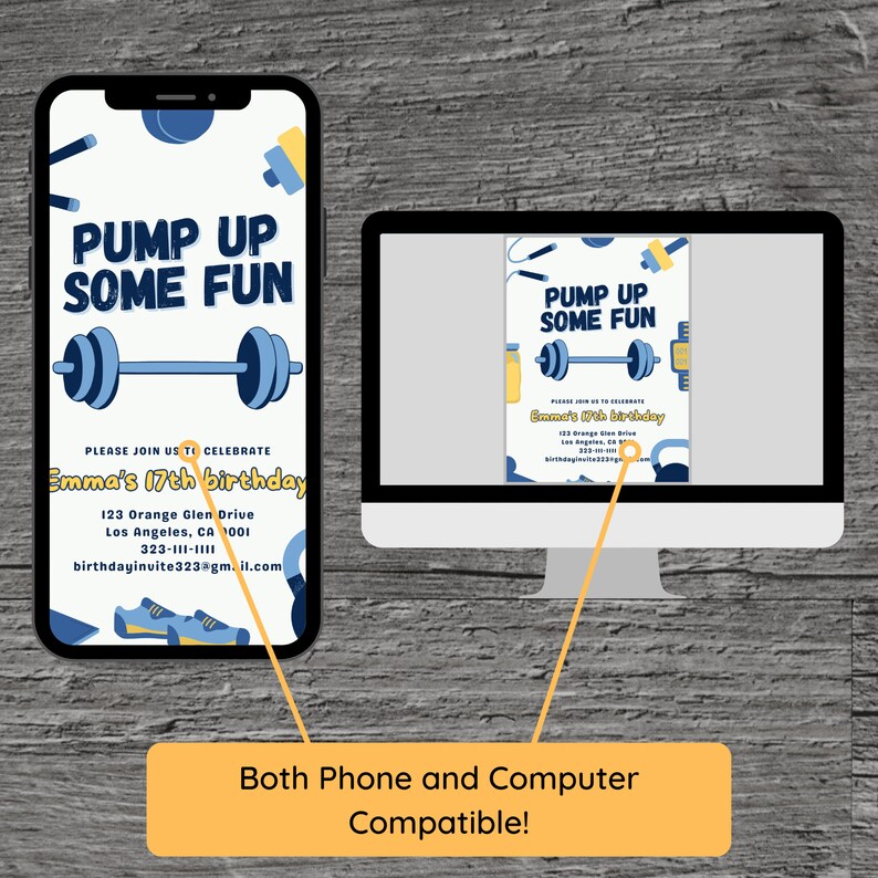 Crossfit Workout for Emma Theme Birthday Party Invitation Template ...