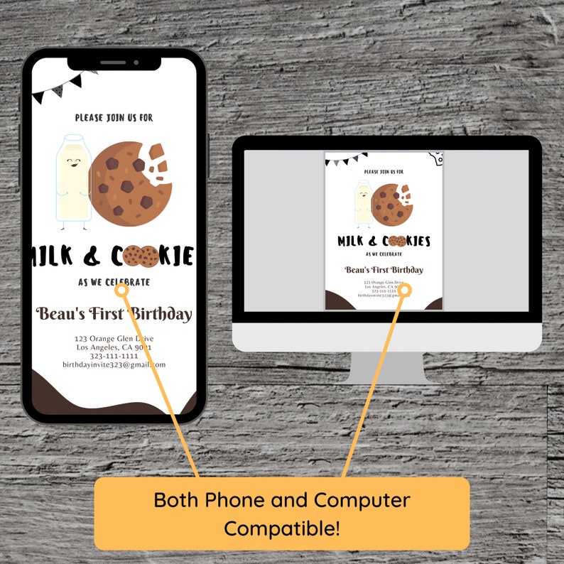 Milk Cookies Theme Birthday Party Invitation Template, Dairy Biscuit ...