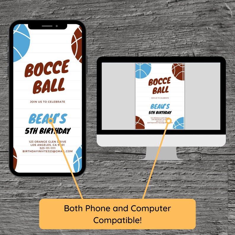 Bocce Ball for Beau Theme Birthday Party Invitation Template, Our Tea ...