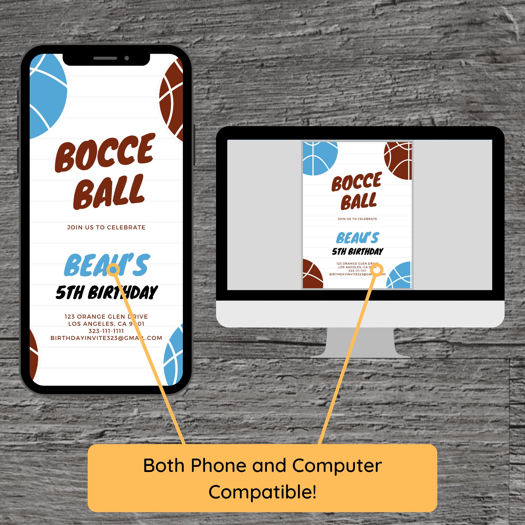 Bocce Ball for Beau Theme Birthday Party Invitation Template, Our Tea ...