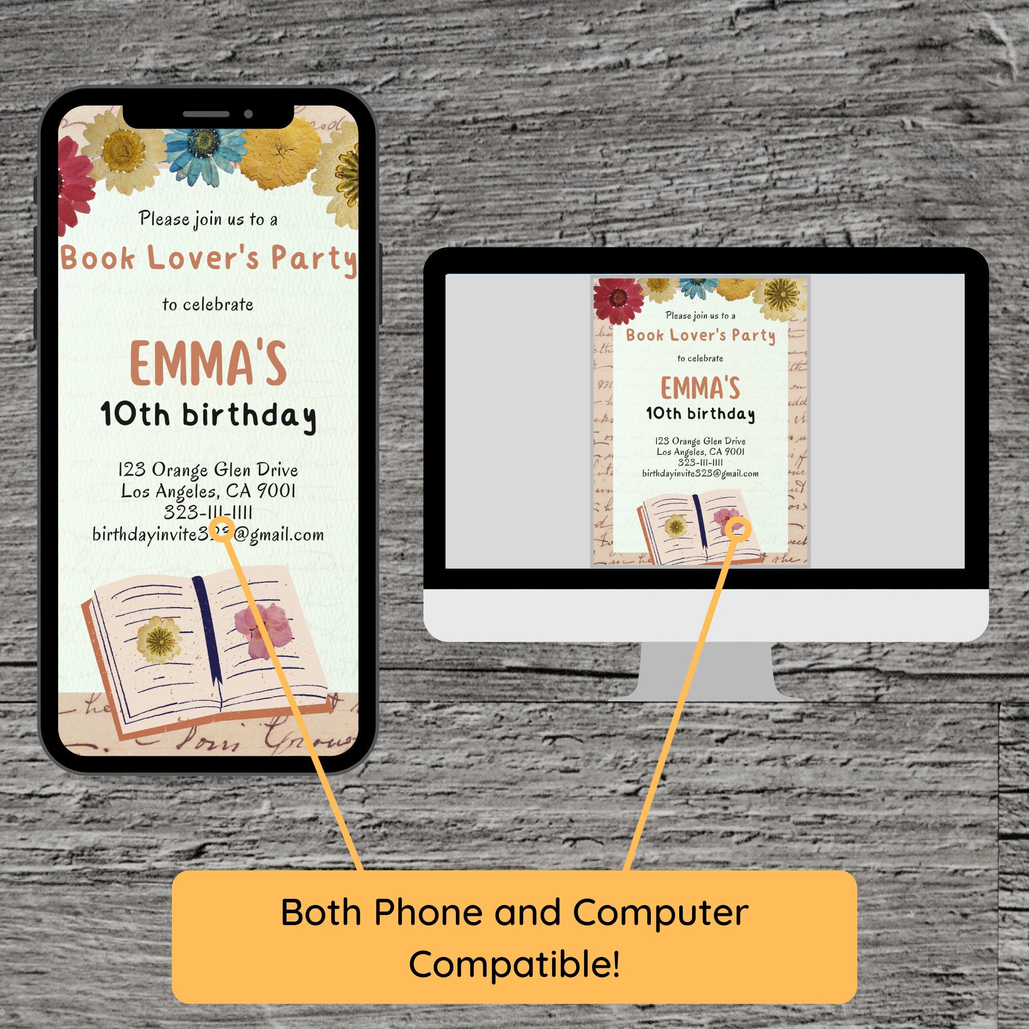 Book Lover Birthday Party Invitation, Story Novels Reading Tale ...