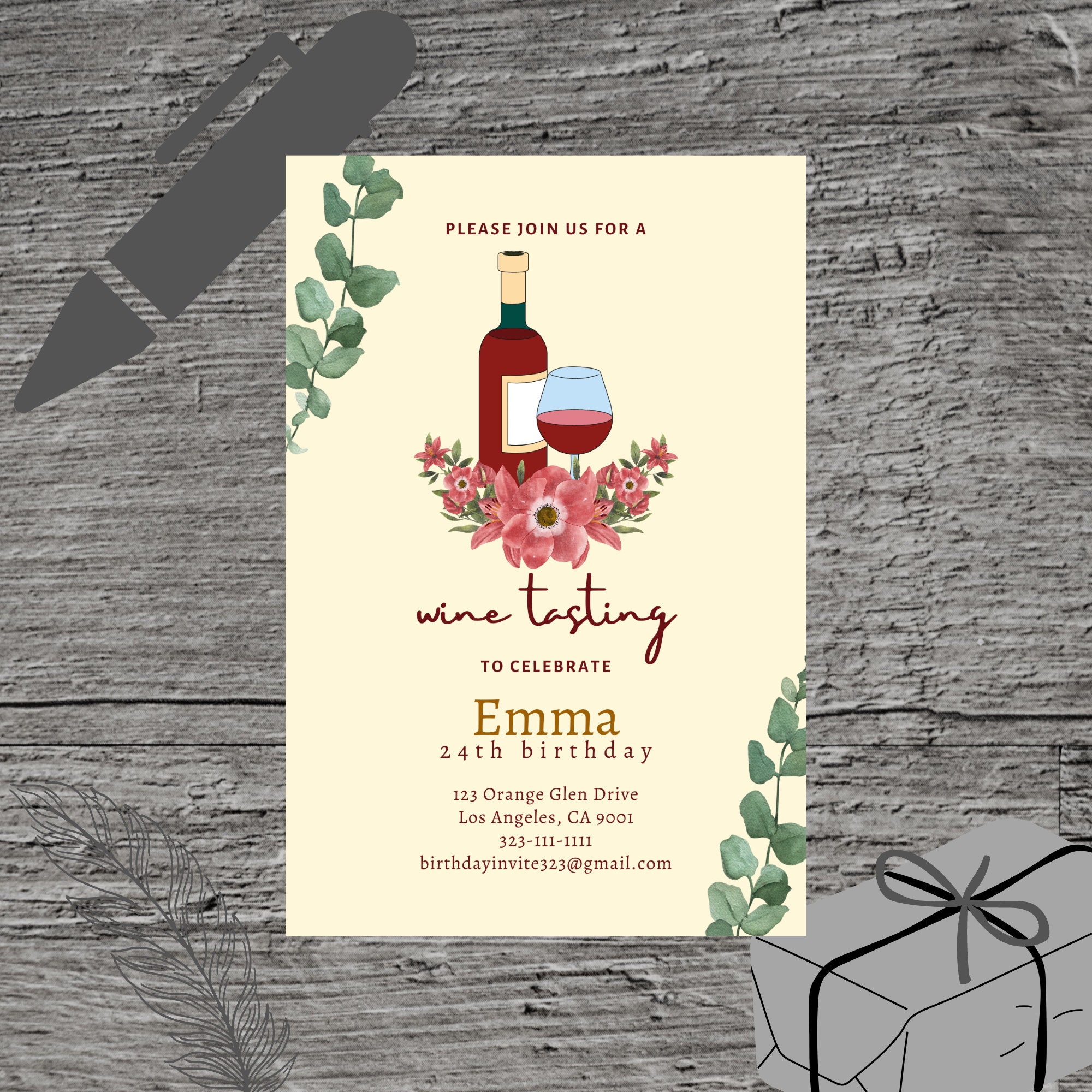 Wine Tasting Birthday Party Invitation, Winery Adult 21+ Drinking Grape ...