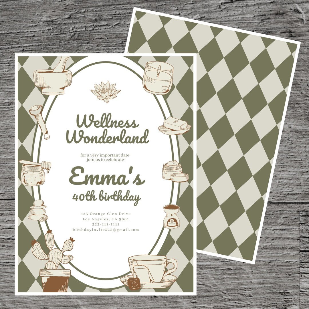 Wellness Wonderland Theme Birthday Party Invitation, Health Fitness ...