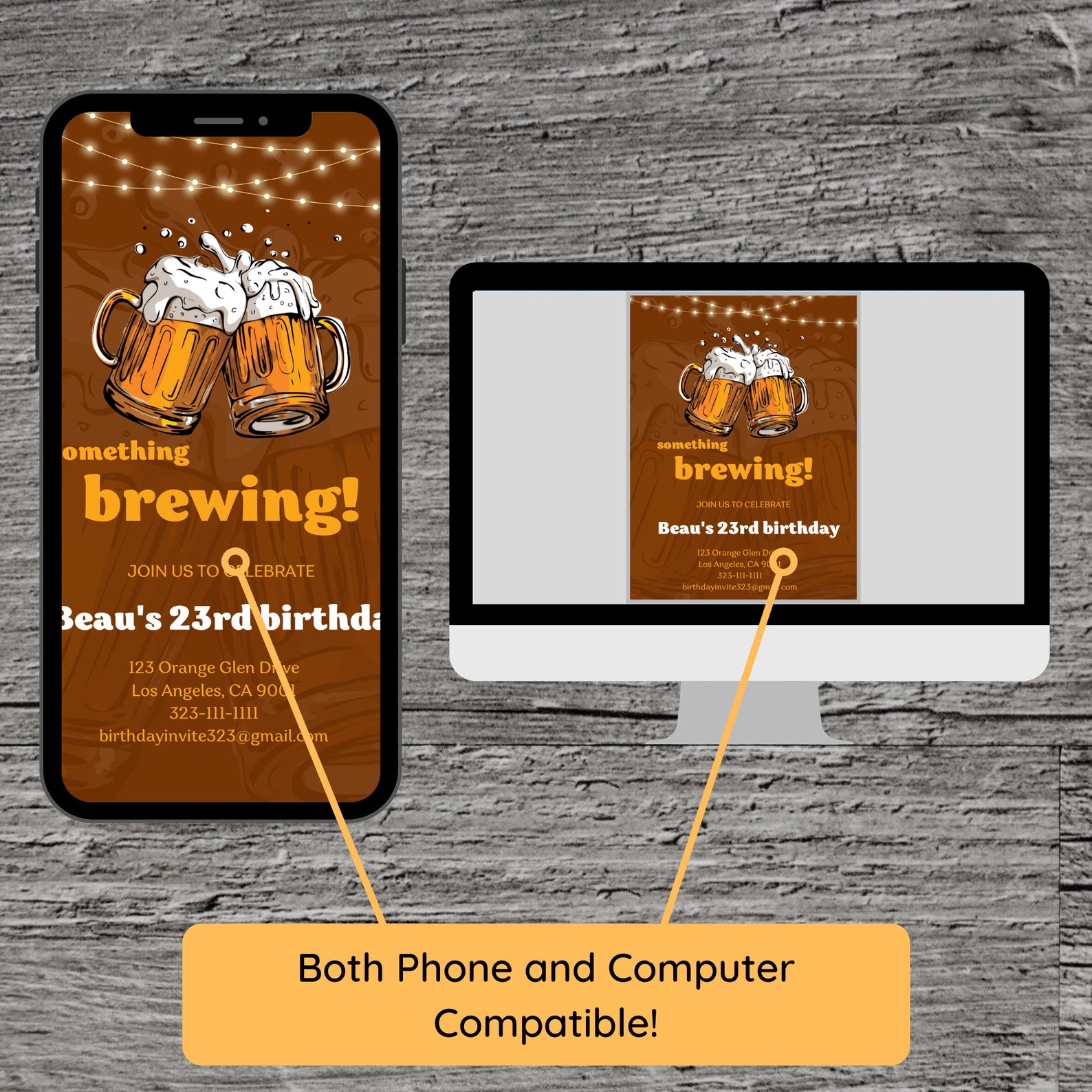 Beer Theme Birthday Party Invitation, Brewery Brews Beer-tasting Suds ...