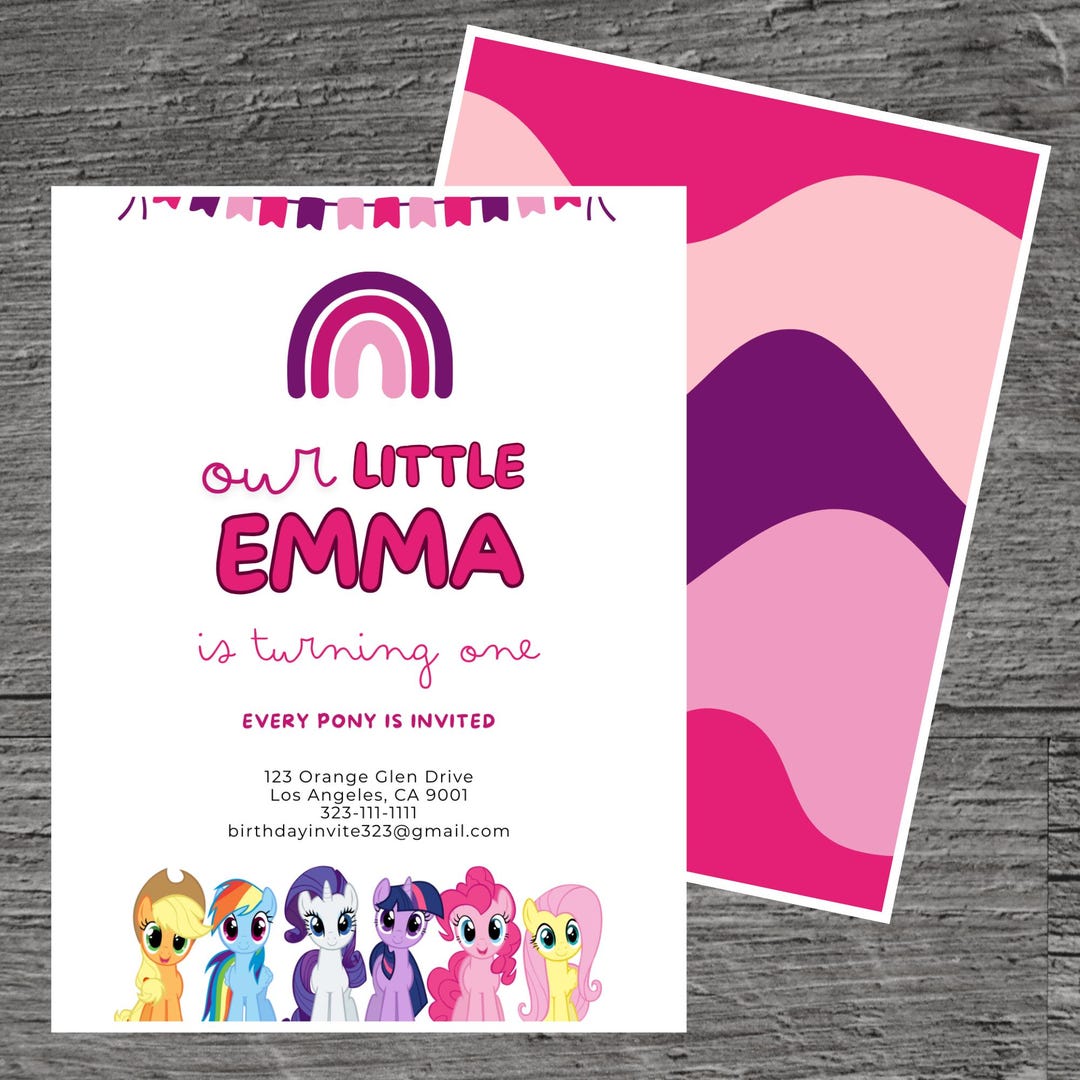 Pony for Emma Theme Birthday Party Invitation Template, Horse, Colt ...