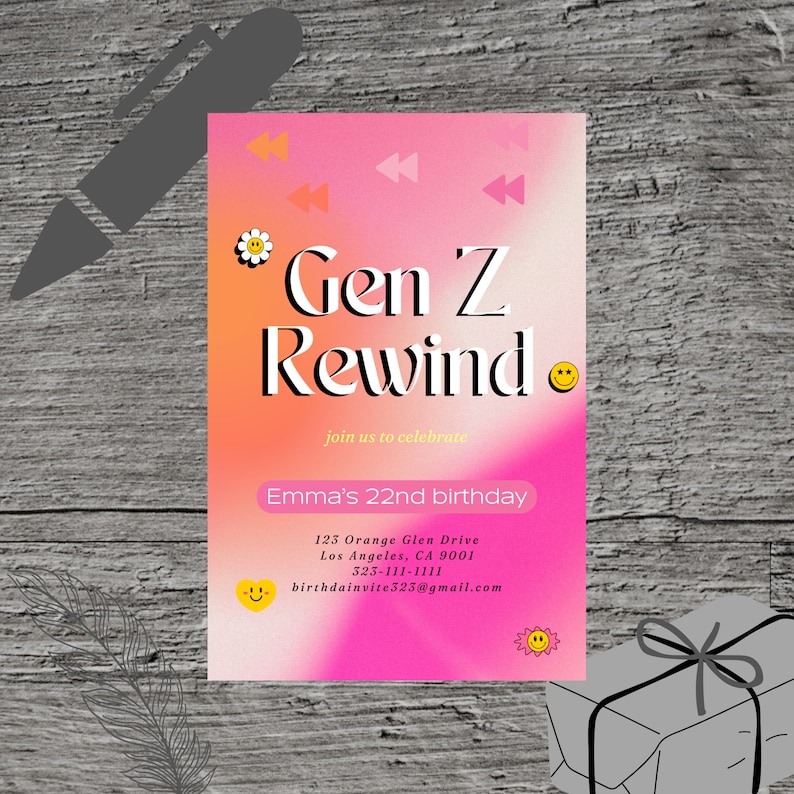 Gen Z Rewind Theme Birthday Party Invitation Template, Flashback ...