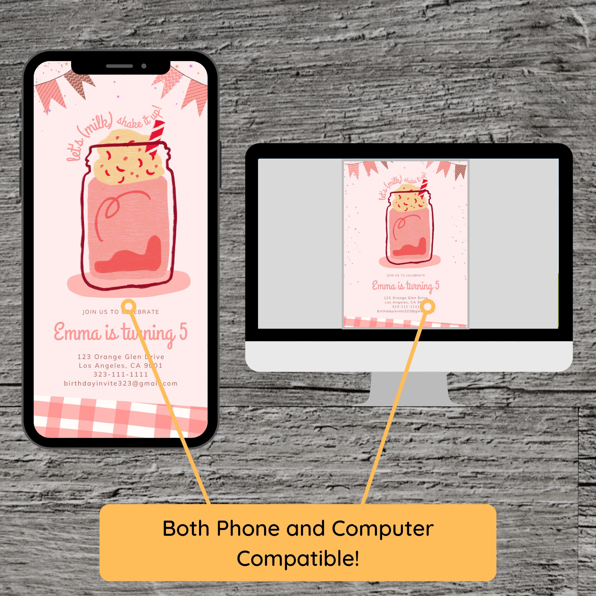 Milkshake Theme Birthday Party Invitation Template, Drink Frappe Milk ...