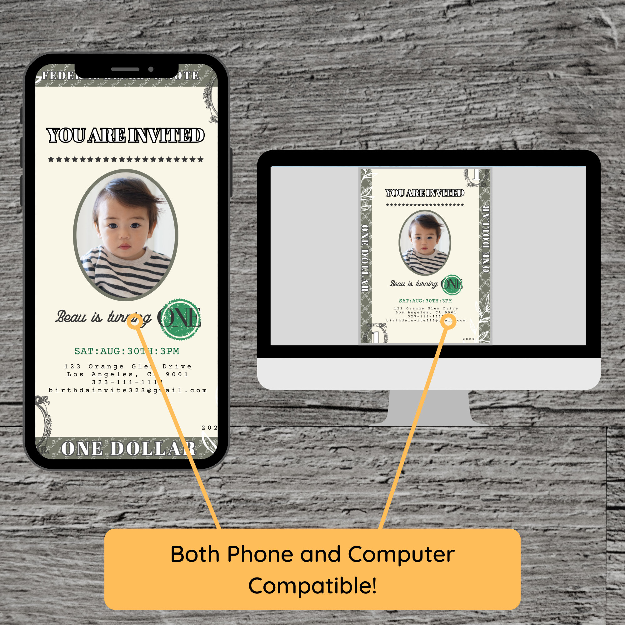 Money Theme Birthday Party Invitation Template, Cash Currency Coin Fund ...