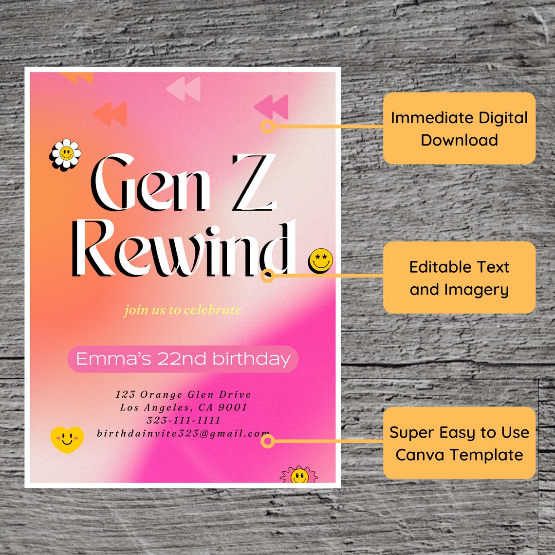 Gen Z Rewind Theme Birthday Party Invitation Template, Flashback ...
