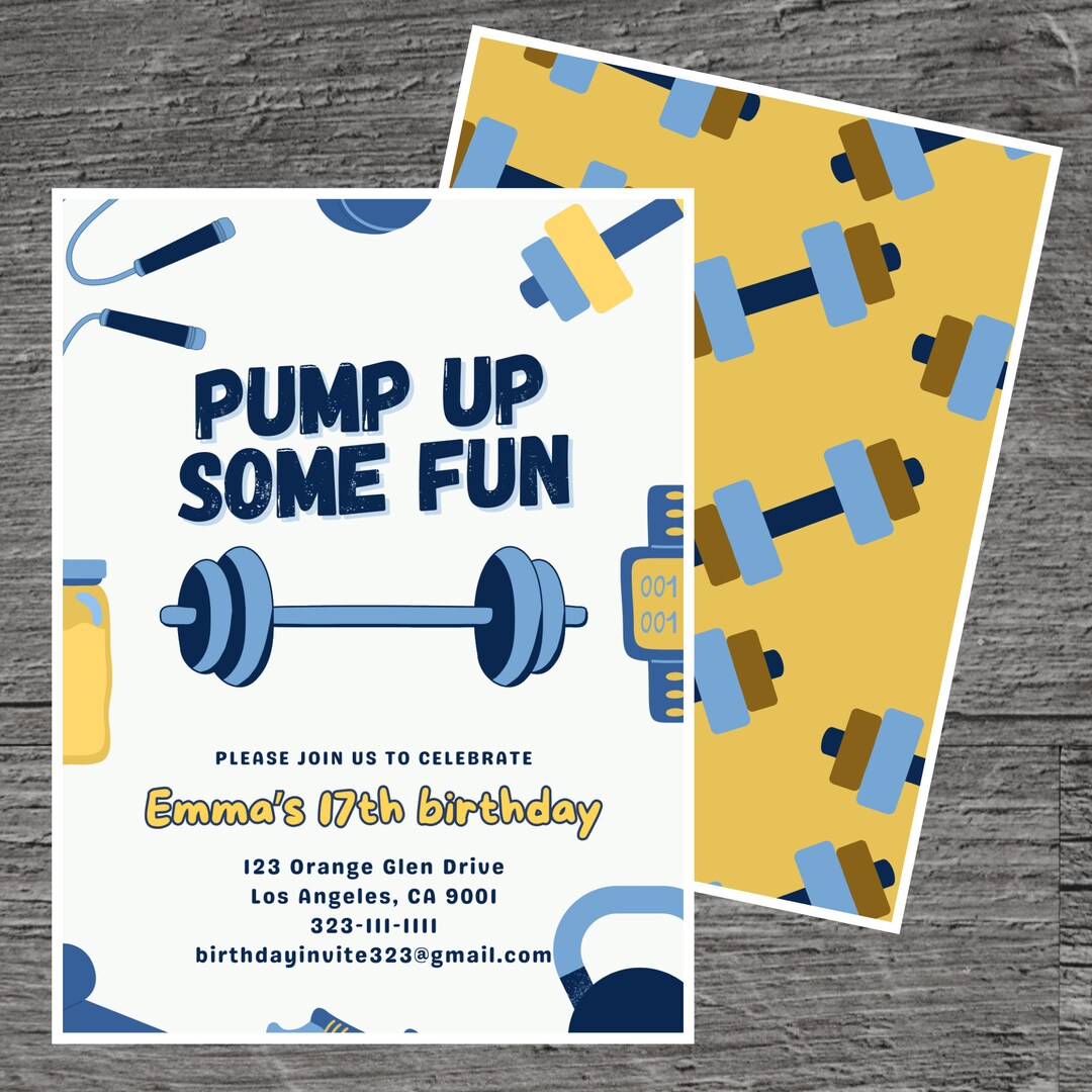Crossfit Workout for Emma Theme Birthday Party Invitation Template ...