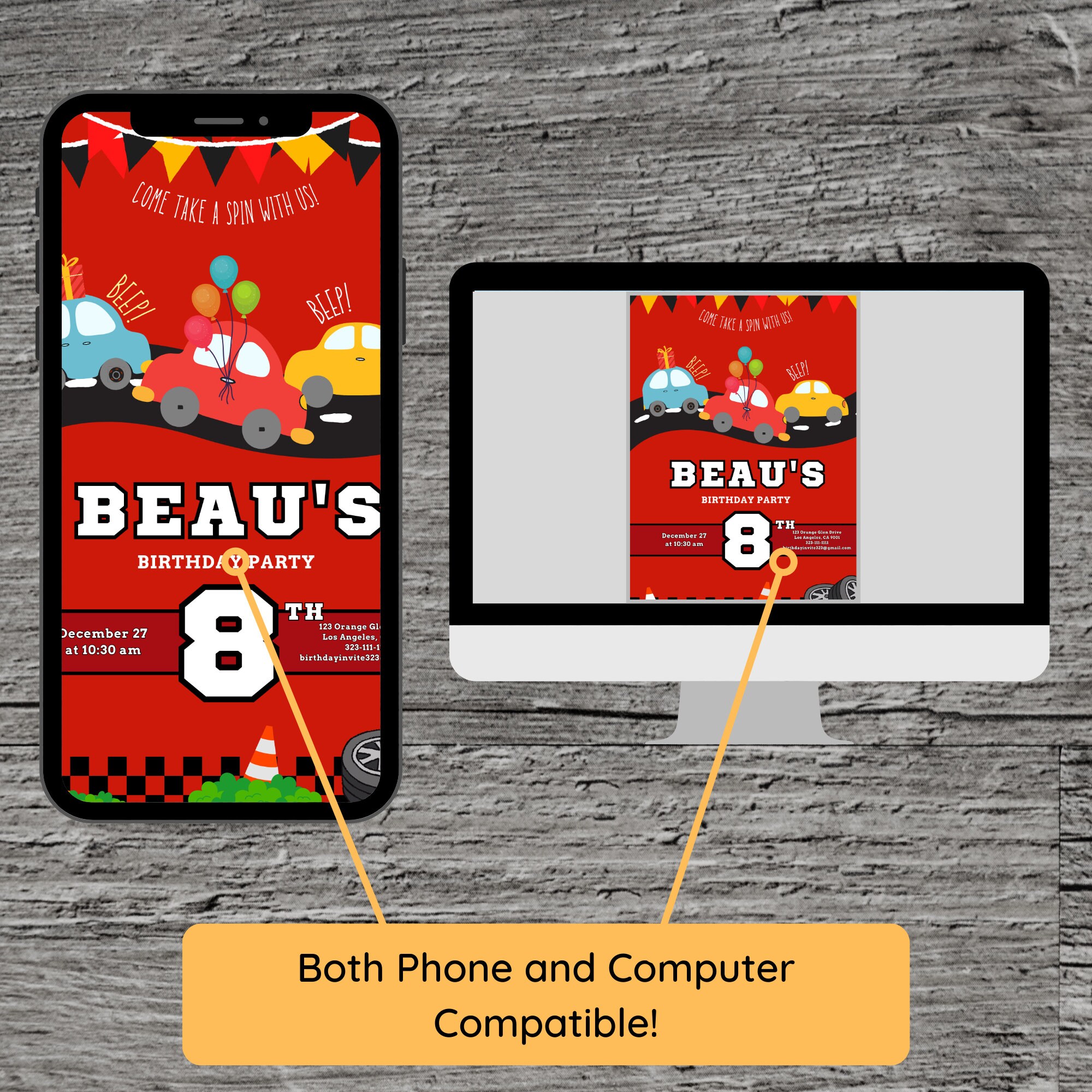 Car Toys Theme Birthday Party Invitation Template, Collective Cars Game ...