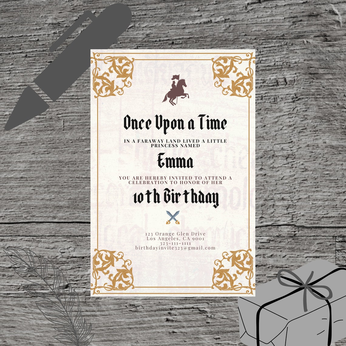 Medieval Theme Birthday Party Invitation Template, Once Upon a Time ...