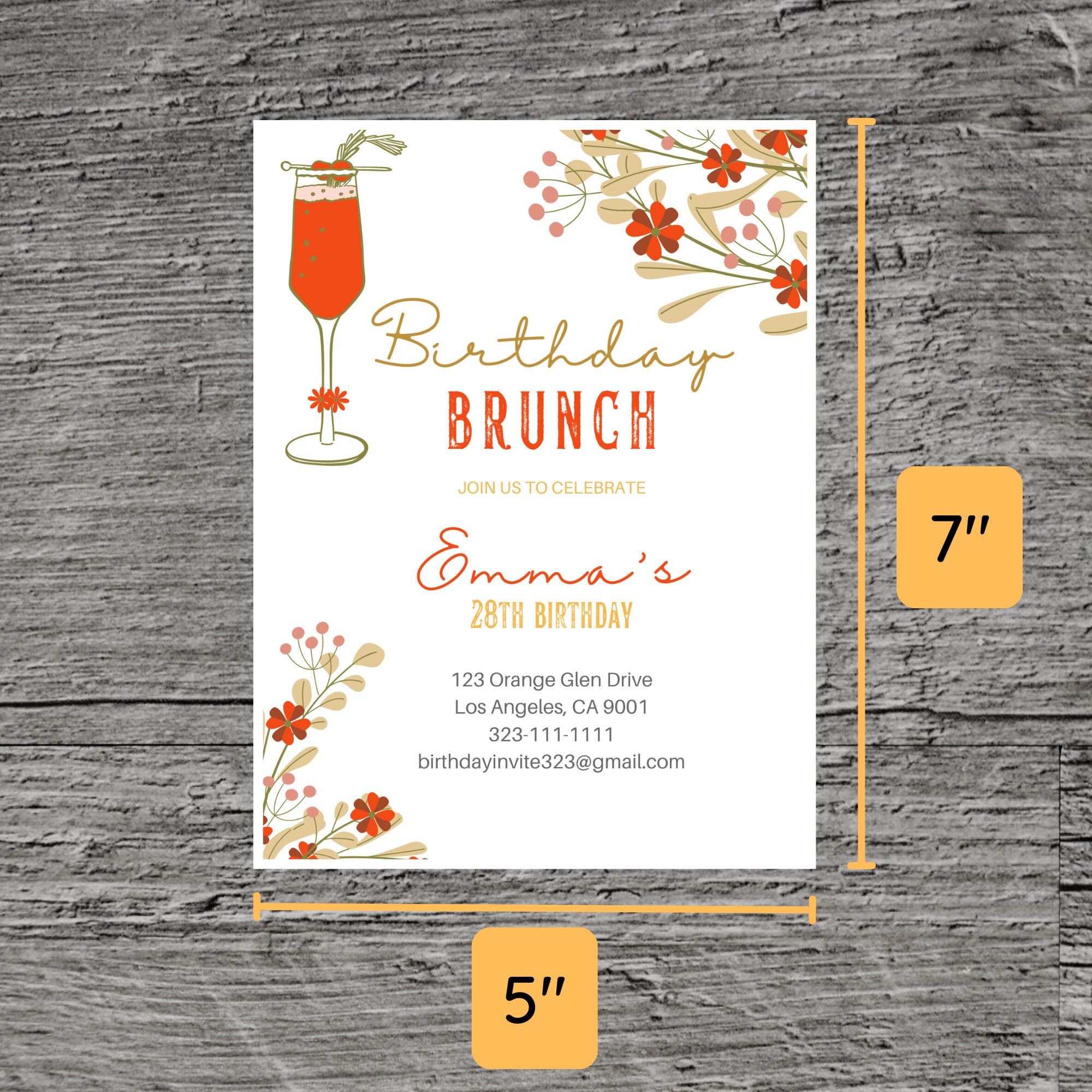 Mimosa Brunch Theme Birthday Party Invitation, Sip Drink Lunch Buffet ...