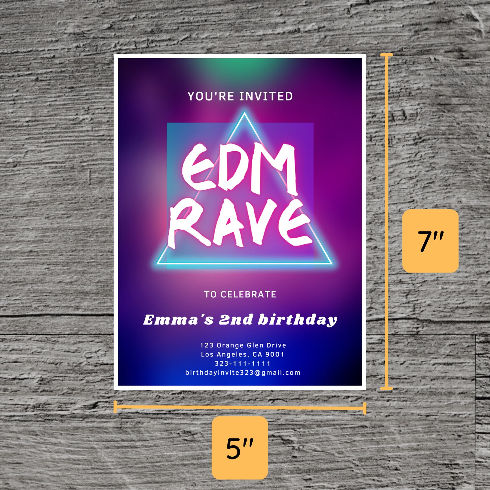 EDM Rave Theme Birthday Party Invitation Template, Nightclub Techno ...