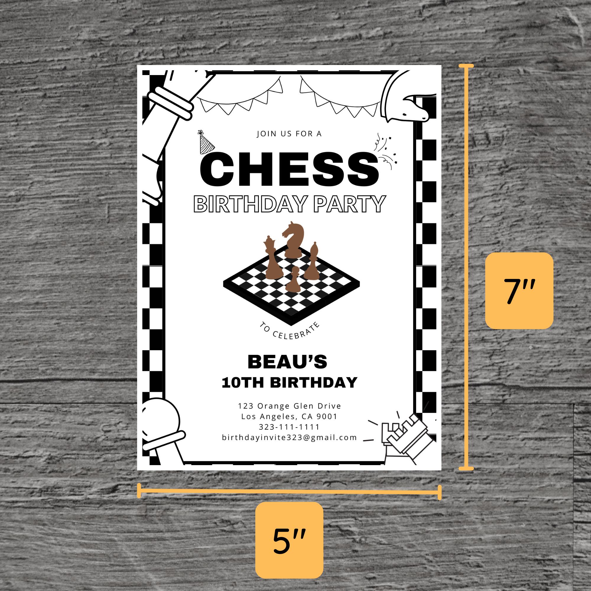 Chess for Beau Theme Birthday Party Invitation Template, Mind Games ...
