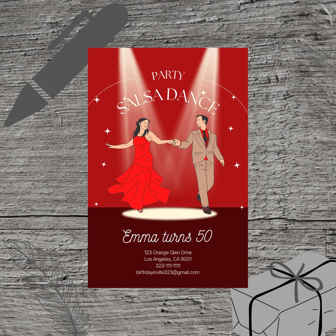 Salsa Dance Theme Birthday Party Invitation, Dancing Spanish Latina ...