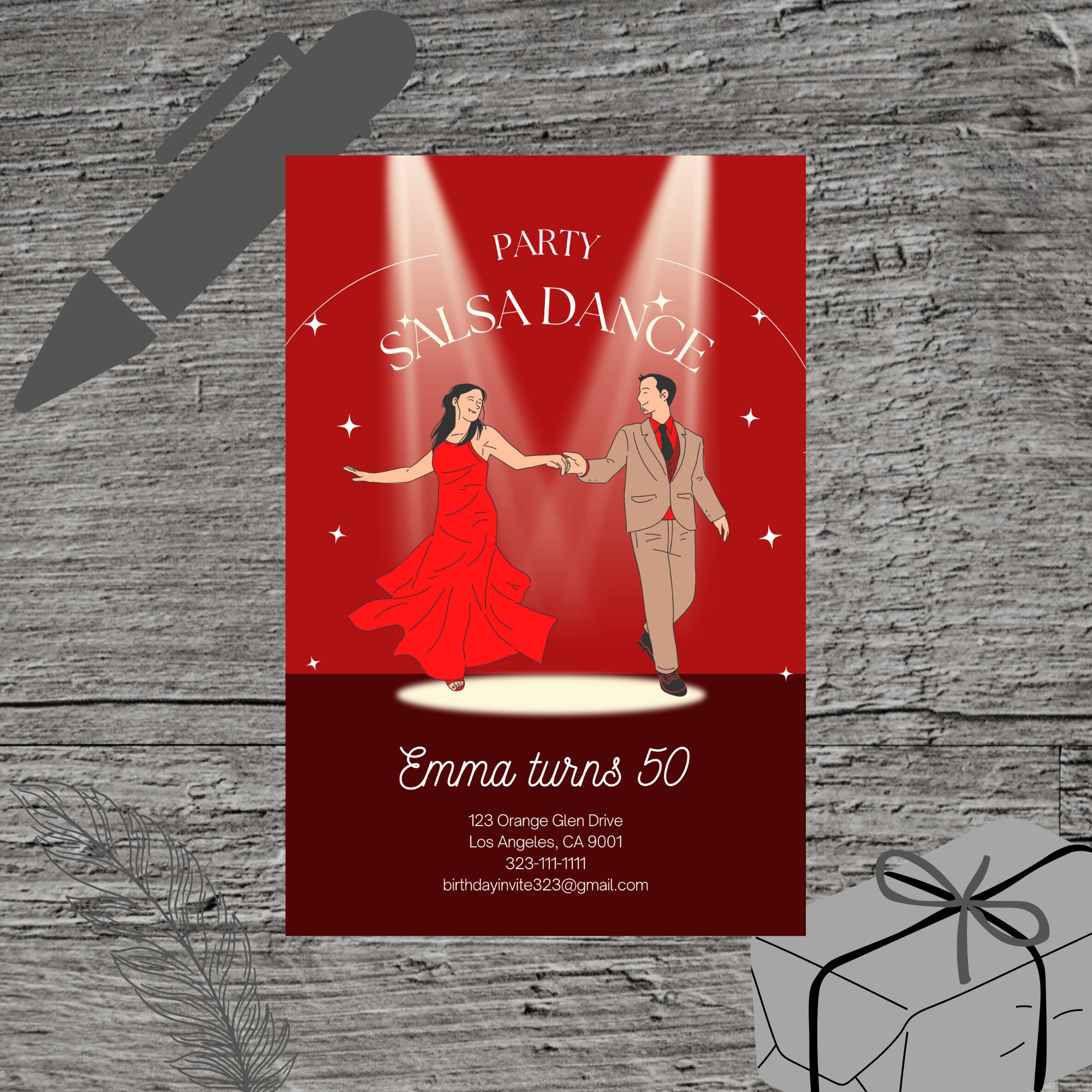 Salsa Dance Theme Birthday Party Invitation, Dancing Spanish Latina ...