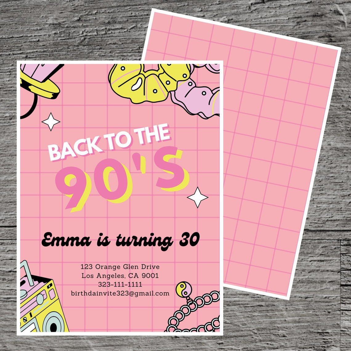 90's Theme Birthday Invitation, Dress up in Color, Pop Punk Decades ...