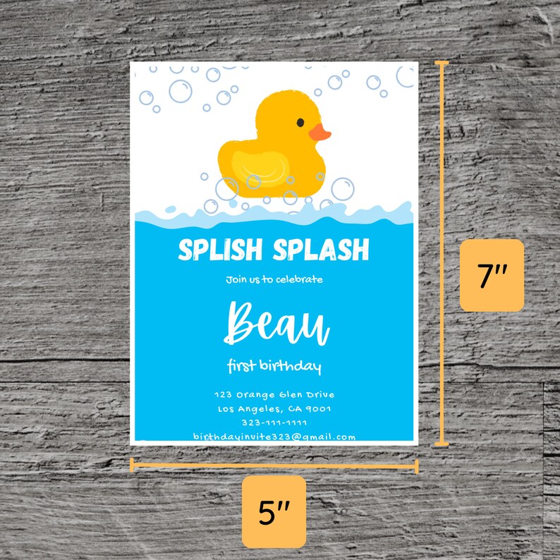 Rubber Duckie Theme Birthday Party Invitation Template, Rubber Duck ...
