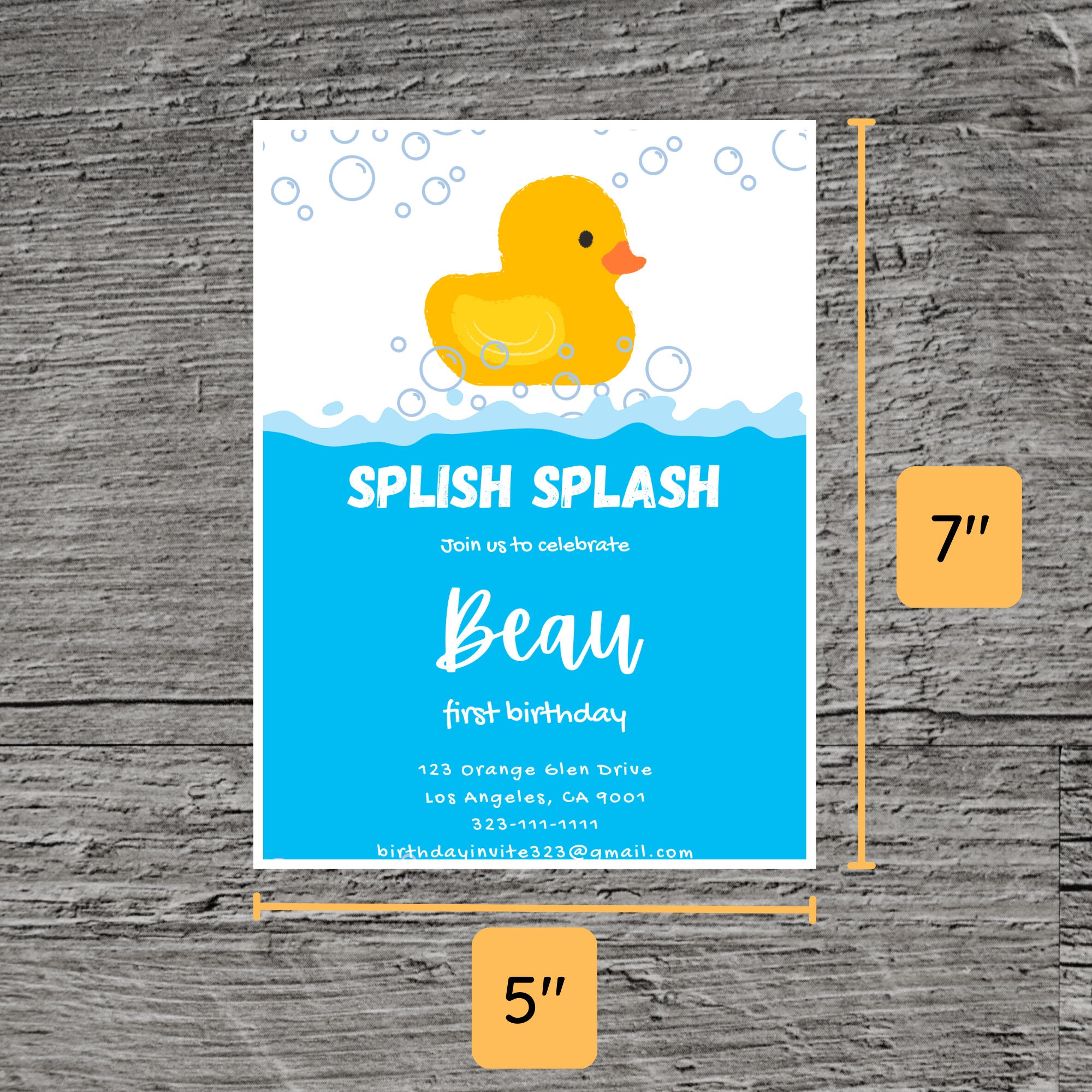 Rubber Duckie Theme Birthday Party Invitation Template, Rubber Duck ...