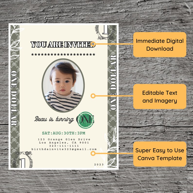 Money Theme Birthday Party Invitation Template, Cash Currency Coin Fund ...