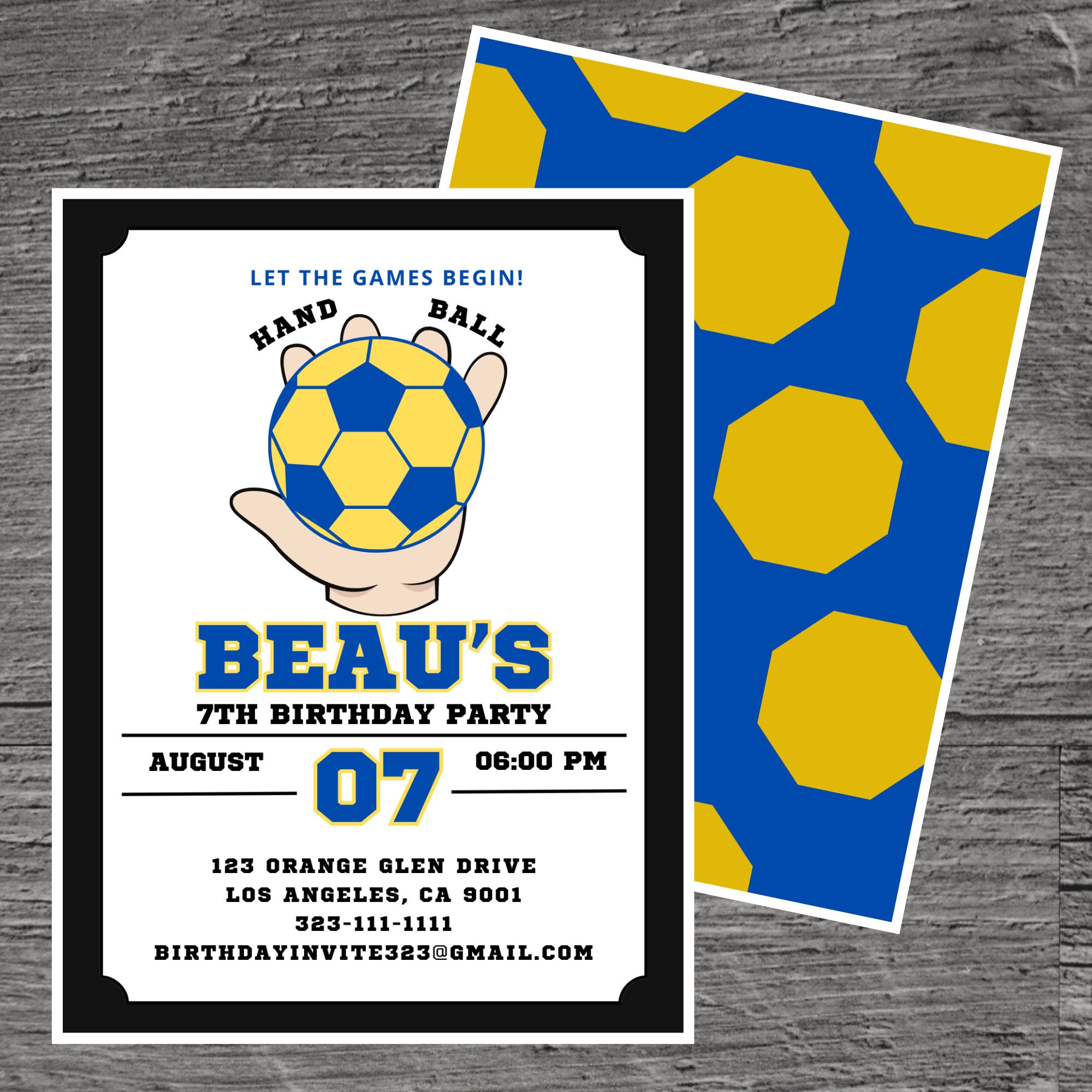 Handball for Beau Theme Birthday Party Invitation Template, Goal Throw ...