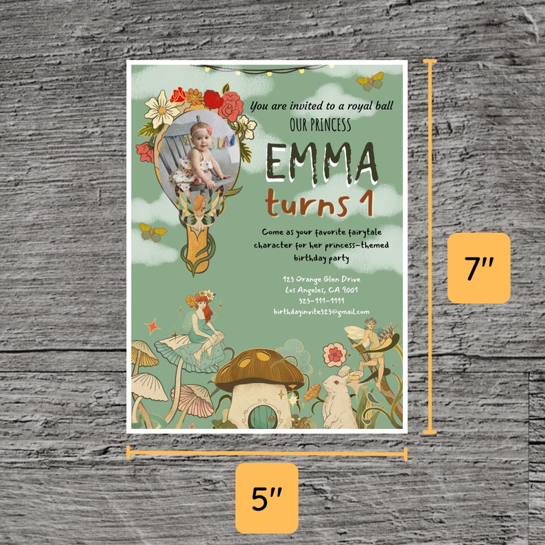 Fairy Tale Birthday Party Invitation, Princess Story Fantasy Character ...