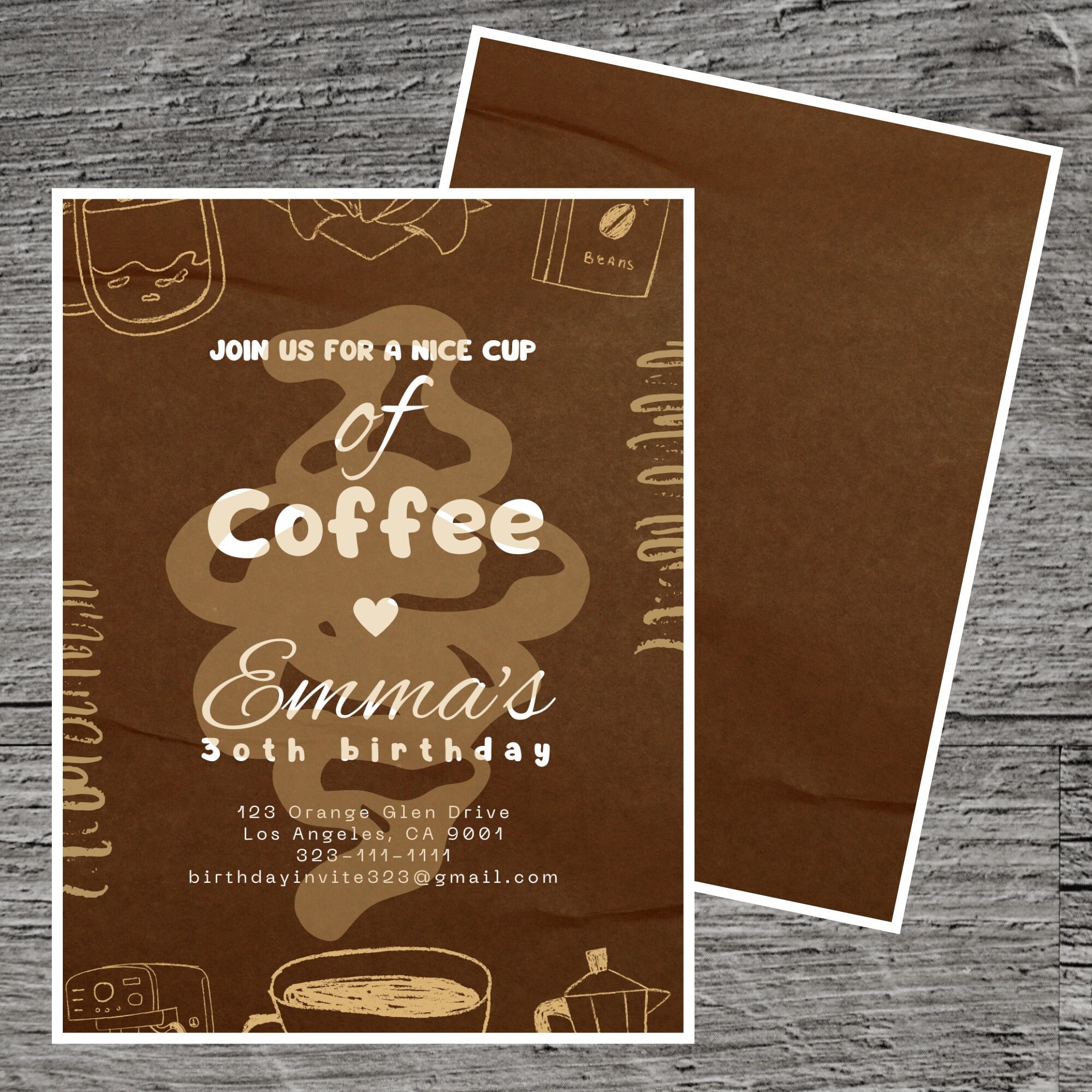 Coffee Theme Birthday Party Invitation Template, Cappuccino Caffeine ...