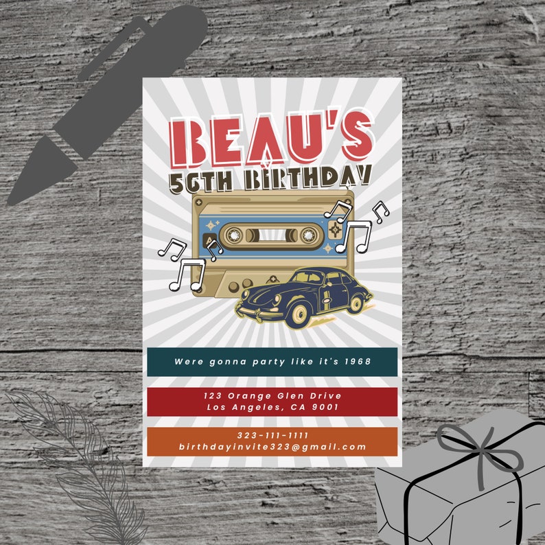 Retro Theme Birthday Party Invitation, Vintage Fashion Throwback ...