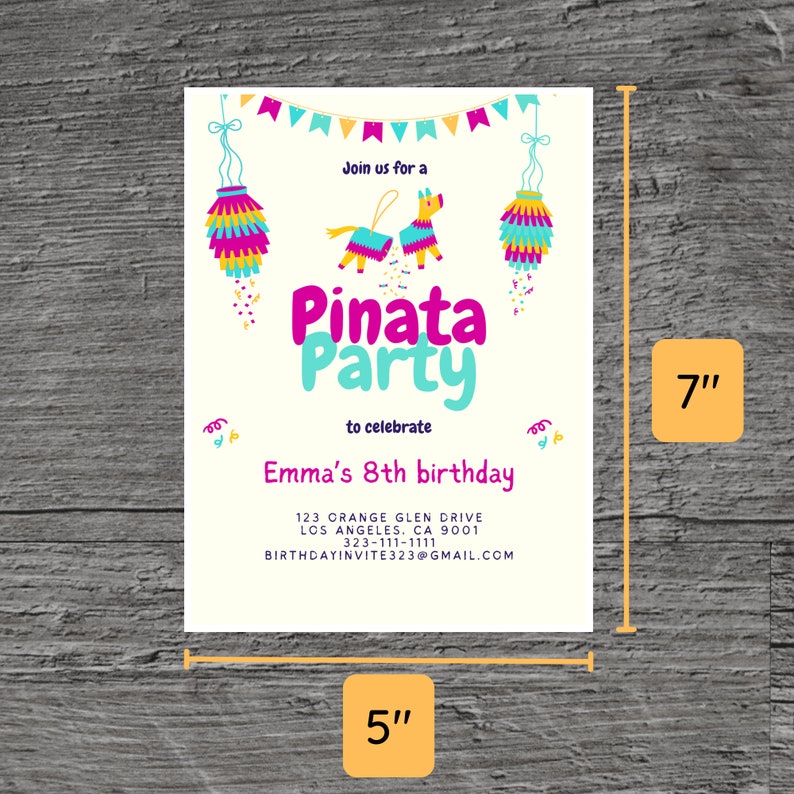 Pinata for Emma Theme Birthday Party Invitation Template, Hit and ...