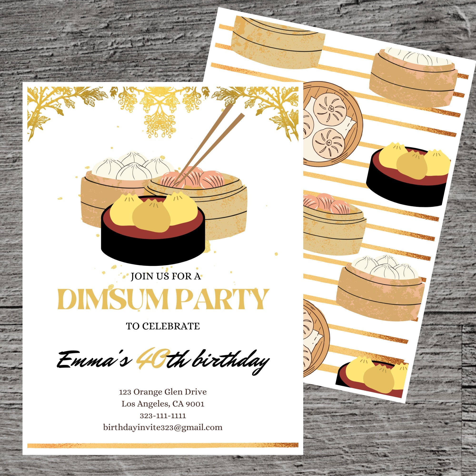 Dim Sum Birthday Party Invitation, Dinner Event Siu Mai Chinese Food ...