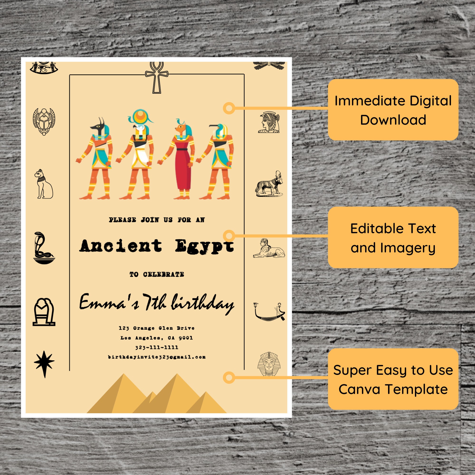 Ancient Egypt Theme Birthday Party Invitation, Pharaoh Mummy Africa ...