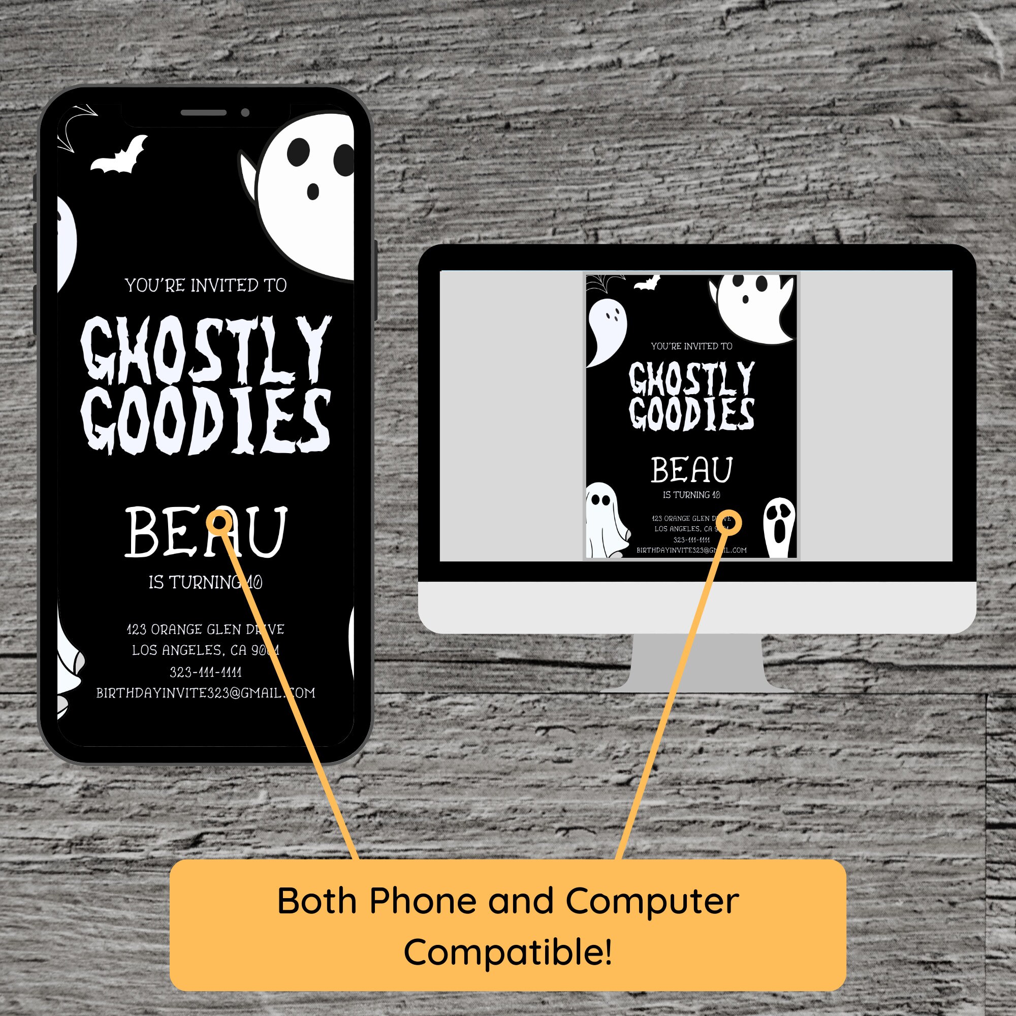 Ghost Theme Birthday Party Invitation Template, Horror Scary Soul Dark ...