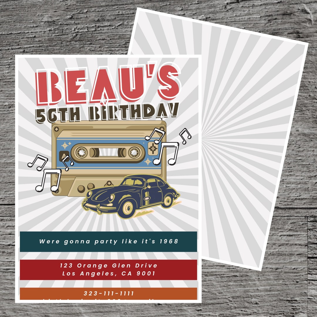 Retro Theme Birthday Party Invitation, Vintage Fashion Throwback ...