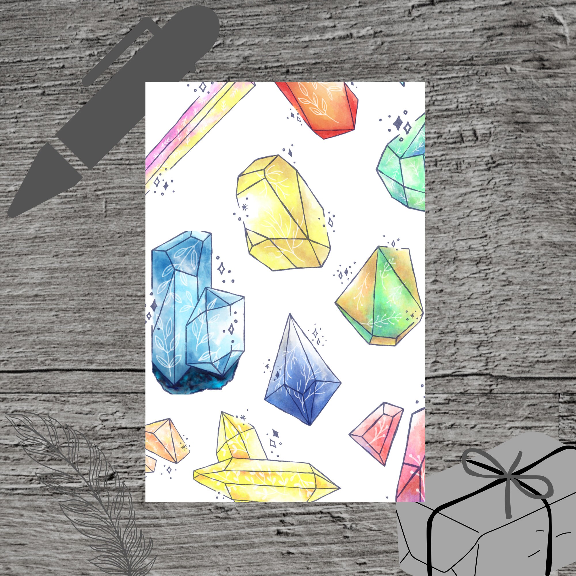 Gemstone Theme Birthday Party Invitation Template, Mineral Crystal ...