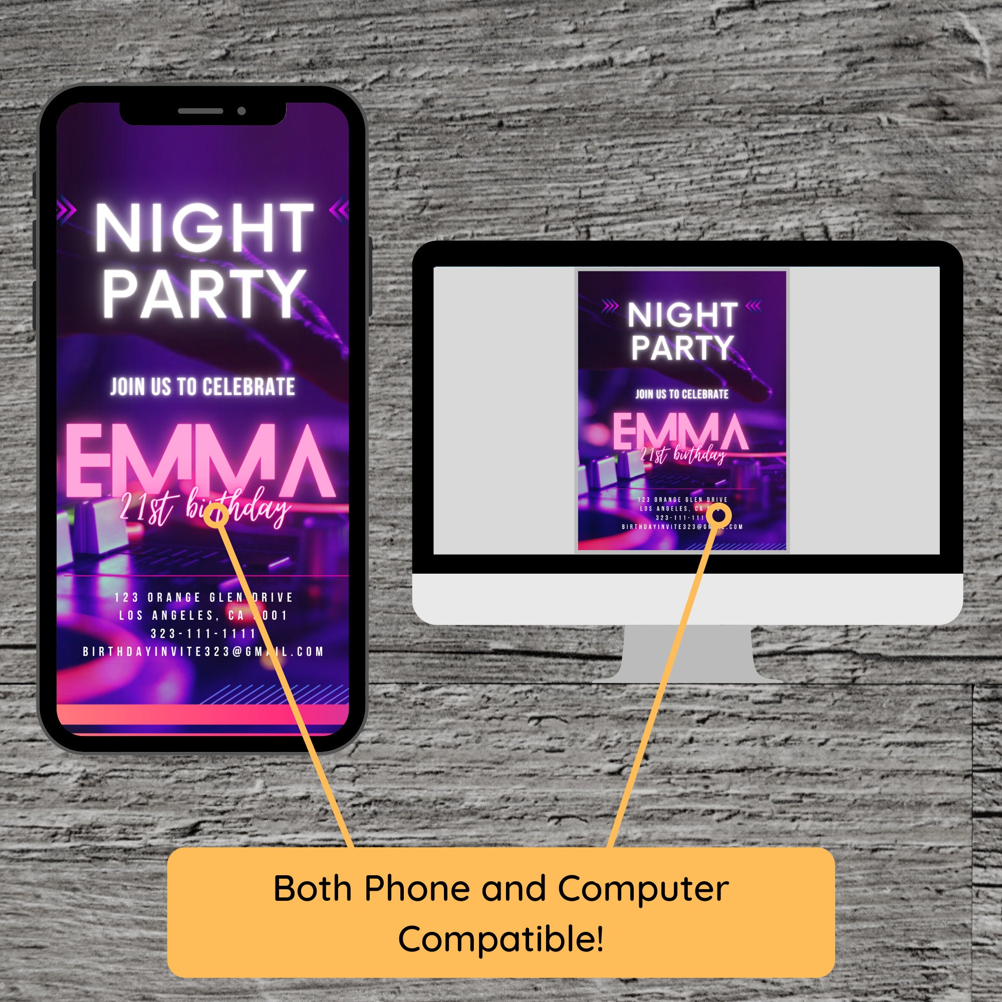 Night Club Theme Birthday Party Invitation Template, Dancing Bar 21st ...