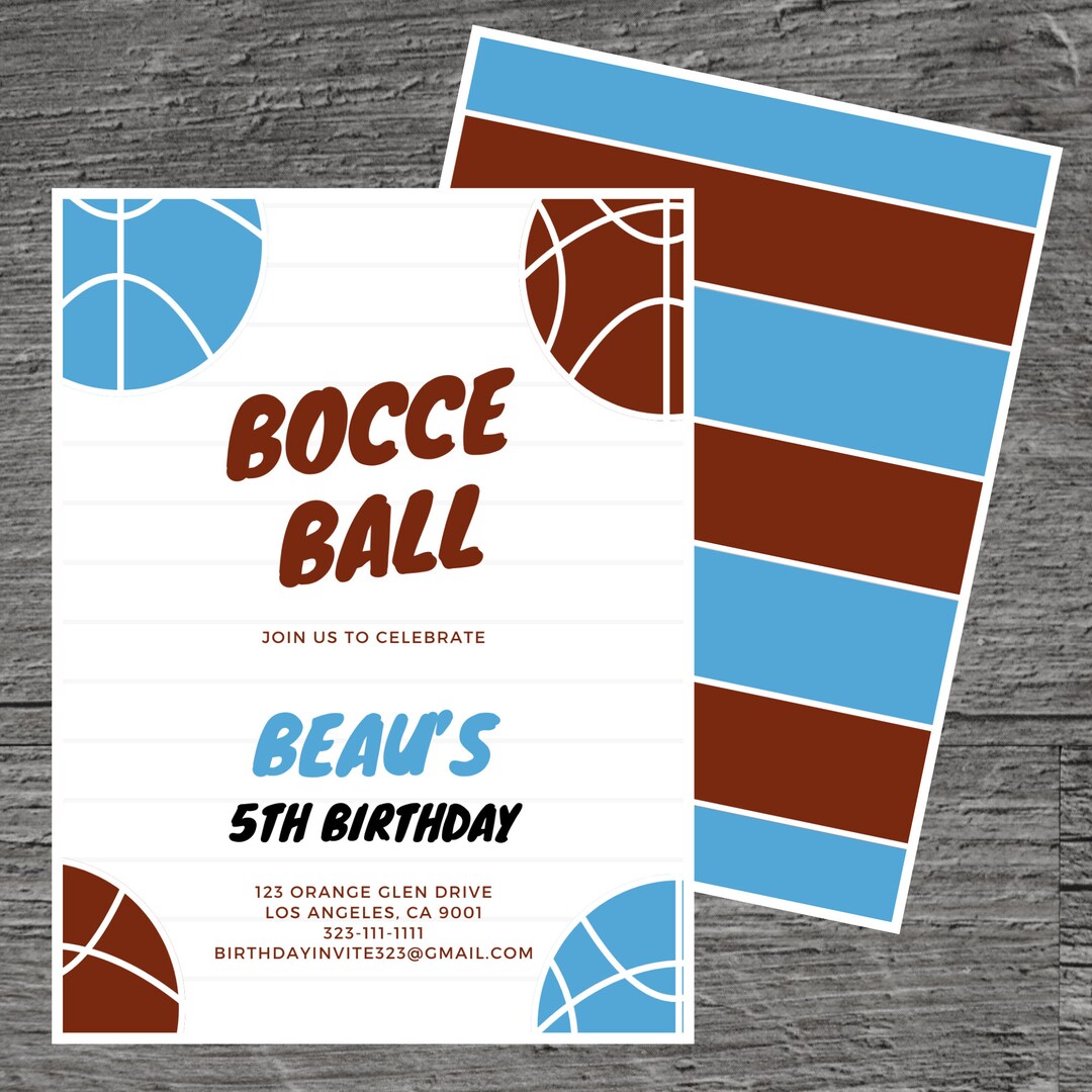 Bocce Ball for Beau Theme Birthday Party Invitation Template, Our Tea ...