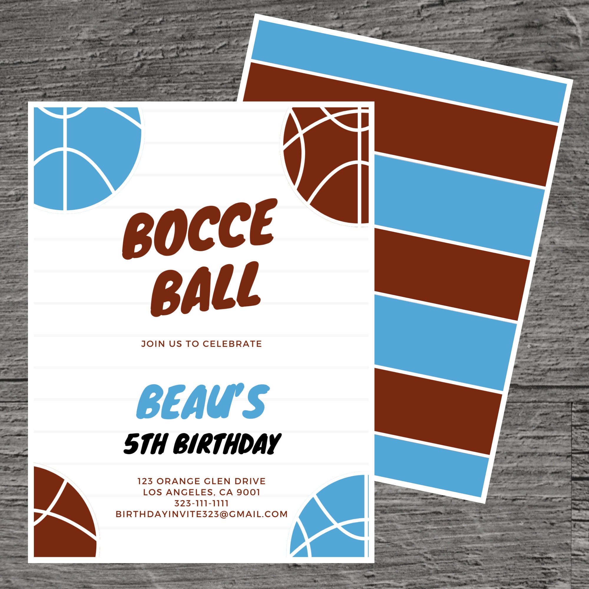 Bocce Ball for Beau Theme Birthday Party Invitation Template, Our Tea ...