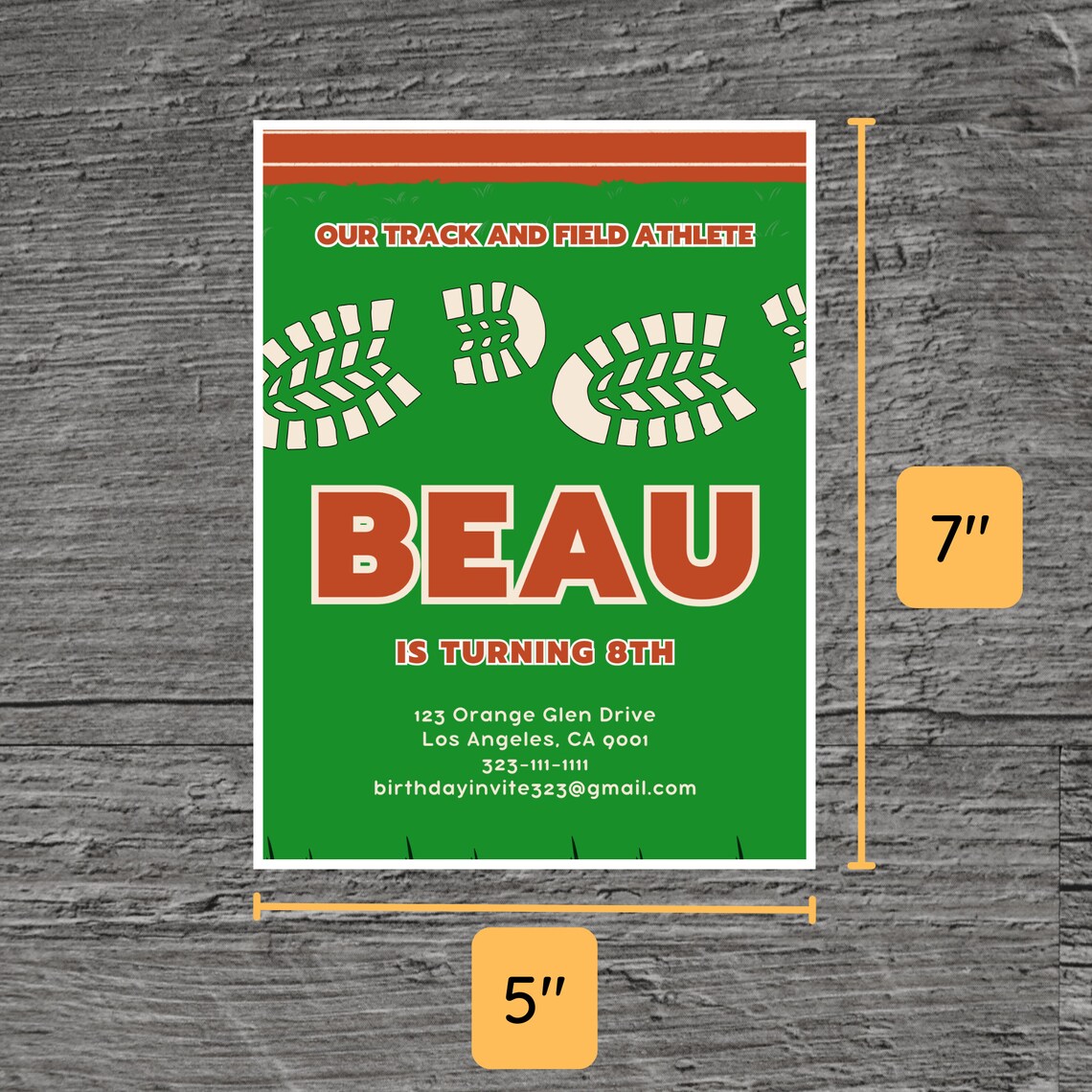 Track and Field for Beau Theme Birthday Party Invitation Template ...