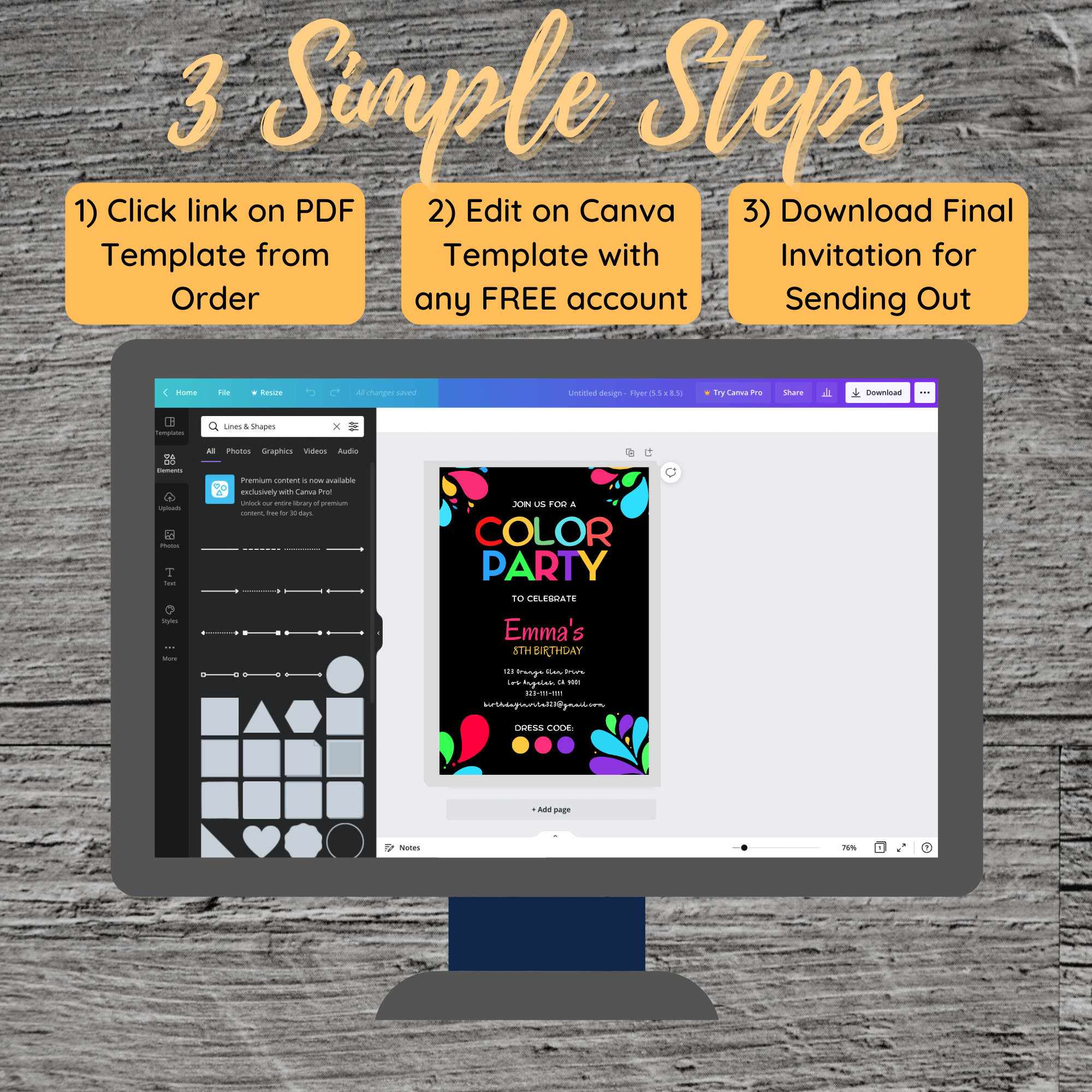 Color Party Theme Birthday Invitation, Dress up in Color, Red Blue ...