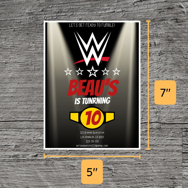 Wrestling for Beau Theme Birthday Party Invitation Template, Wrestling ...